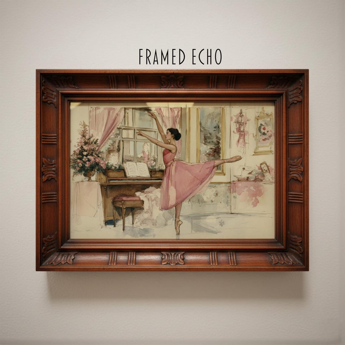 Ballerina Print Pink Ballet Dancer Room Decor, Unframed Paper Poster ...