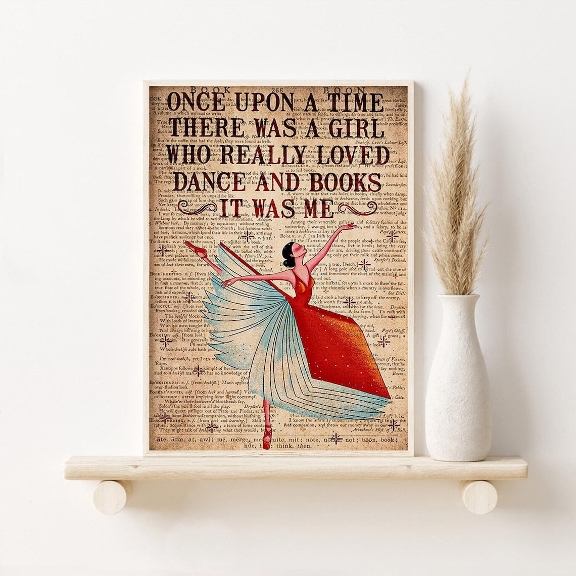 Ballerina Reading Book Print, There Was A Girl Who Loved Dance Books ...