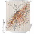 Ballerina Silhouette Shower Curtain Set with Hooks, Colorful Splashes ...