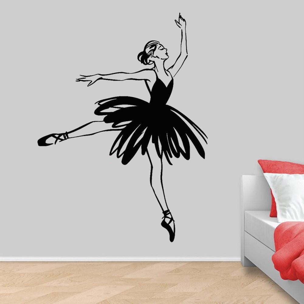 Ballerina Silhouette Vinyl Wall Decal Ballet Dance Studio Dancing Girl ...