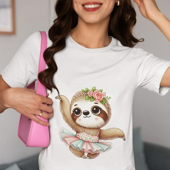 Ballerina Sloth Unisex T-Shirt, Sloth in Tutu&Flower Crown Novelty Tee ...