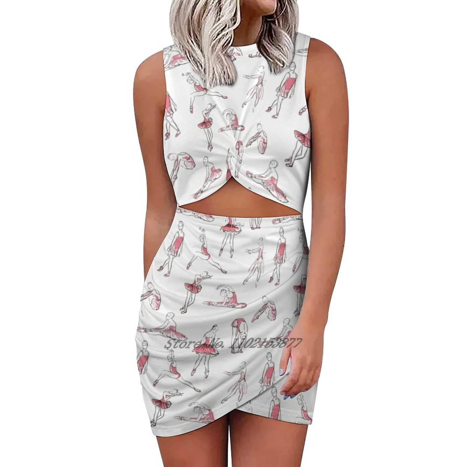 Ballerina Standing In A Pose Seamless Pattern Loose Pocket Dress Print ...
