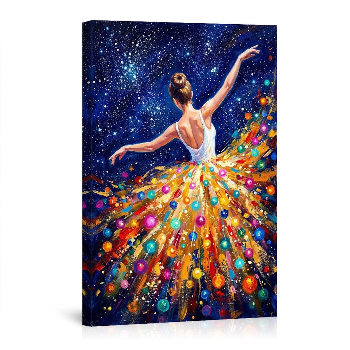 Ballerina Starry Sky Colorful Ballet Dress Bedroom Wall Art Canvas ...