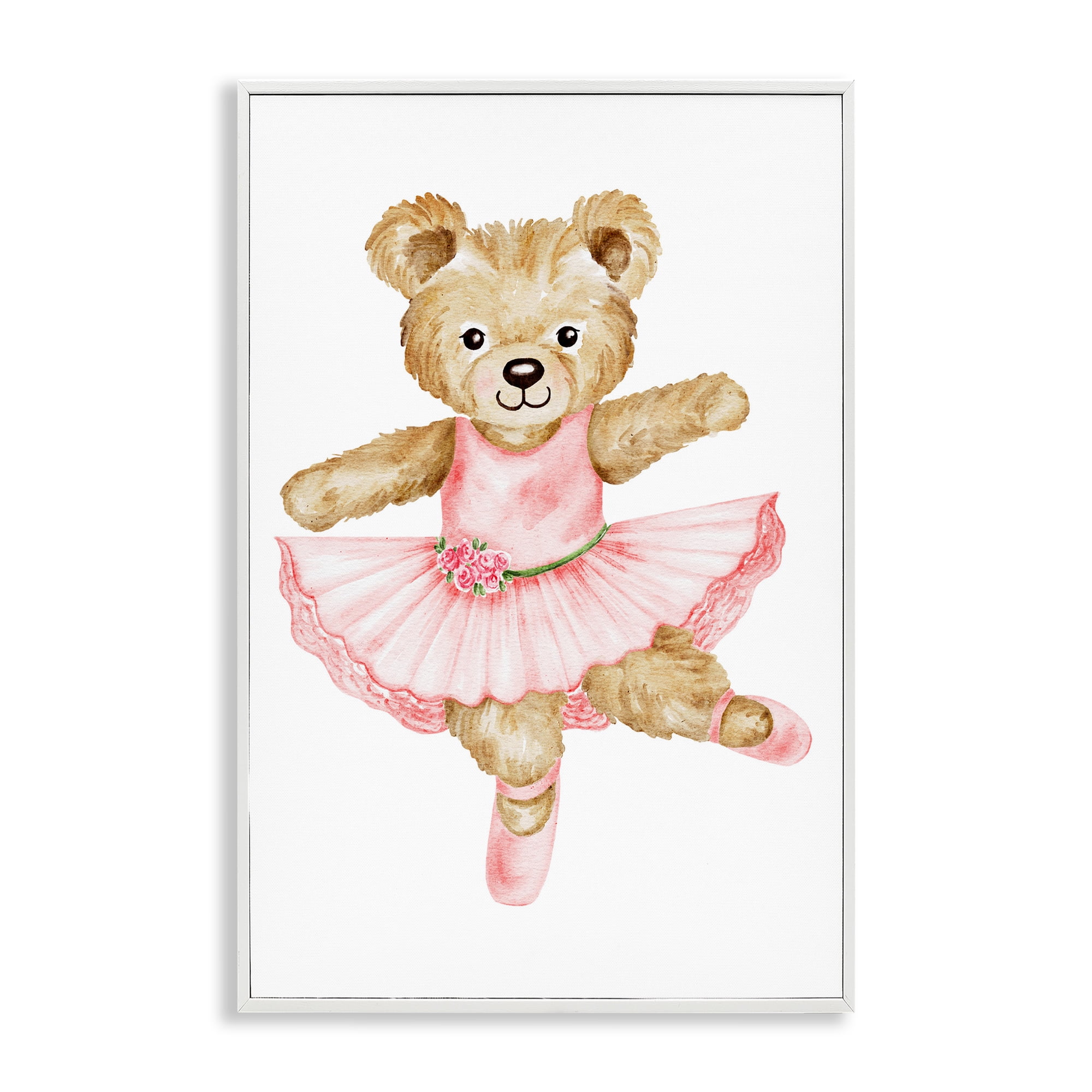 Ballerina Teddy Bear White Framed Giclee Art, design by Amy Hall ...