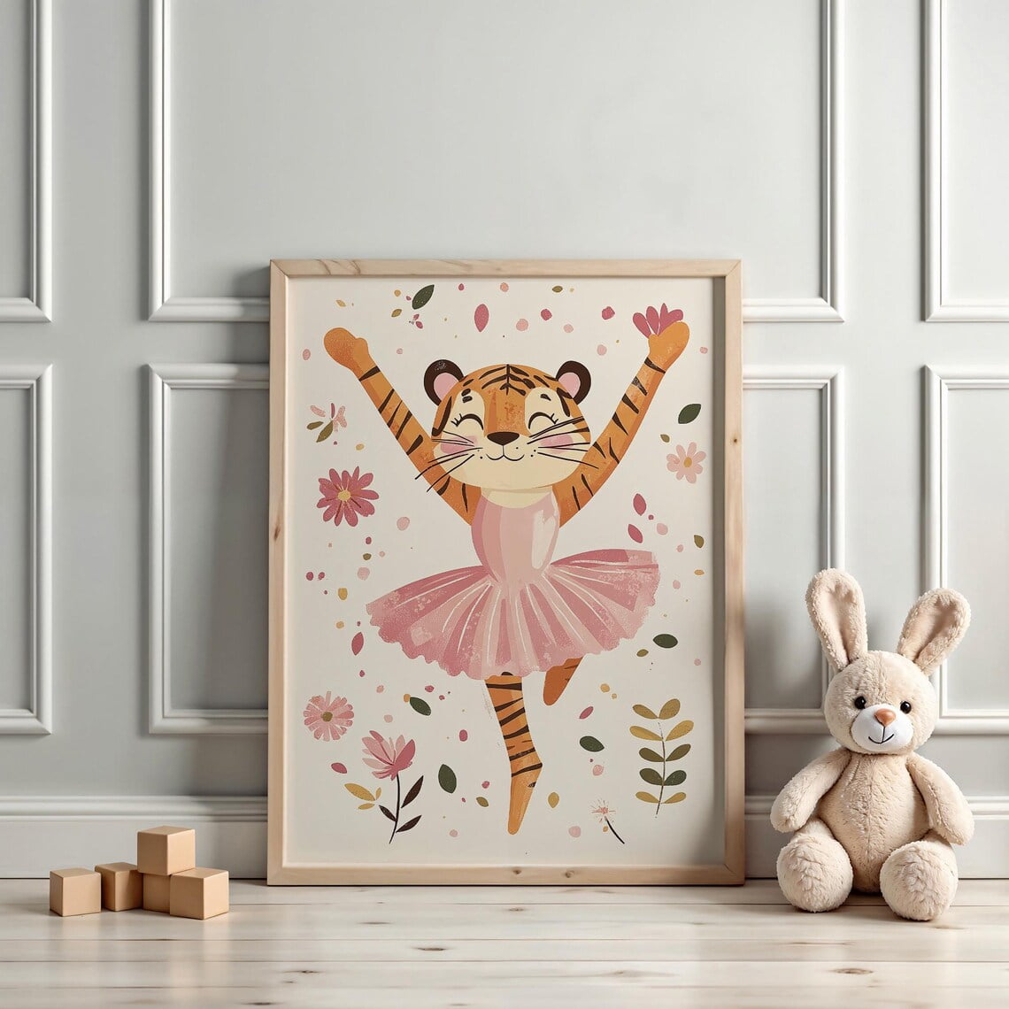 Ballerina Tiger Art, Tiger In Tutu, Fun Animal Nursery Quirky Ballet ...