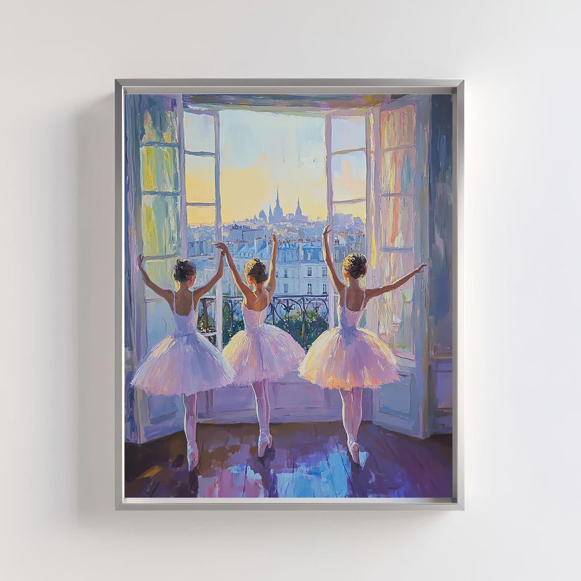 Ballerina Wall Art, Ballet Decor, Parisian Sunset Scene, Graceful Dance ...
