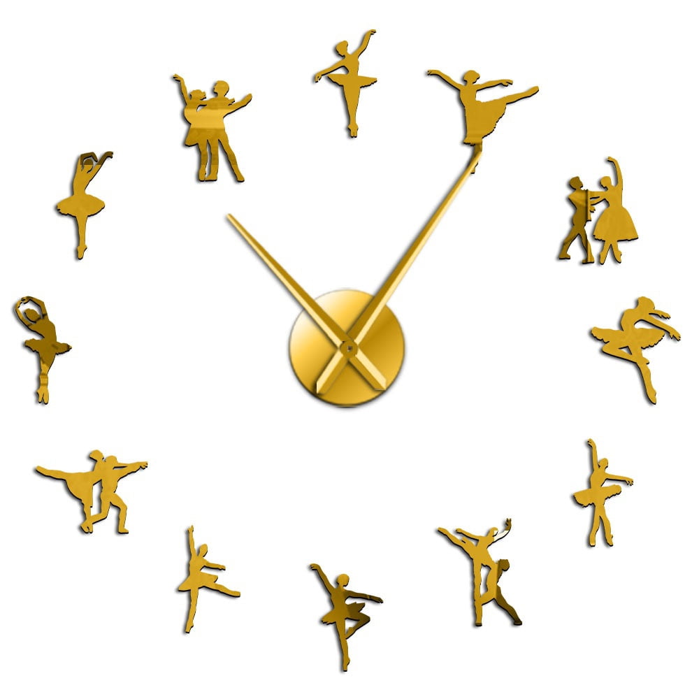 Ballerina Wall Art DIY Large Wall Clock Big Needles Frameless Giant ...