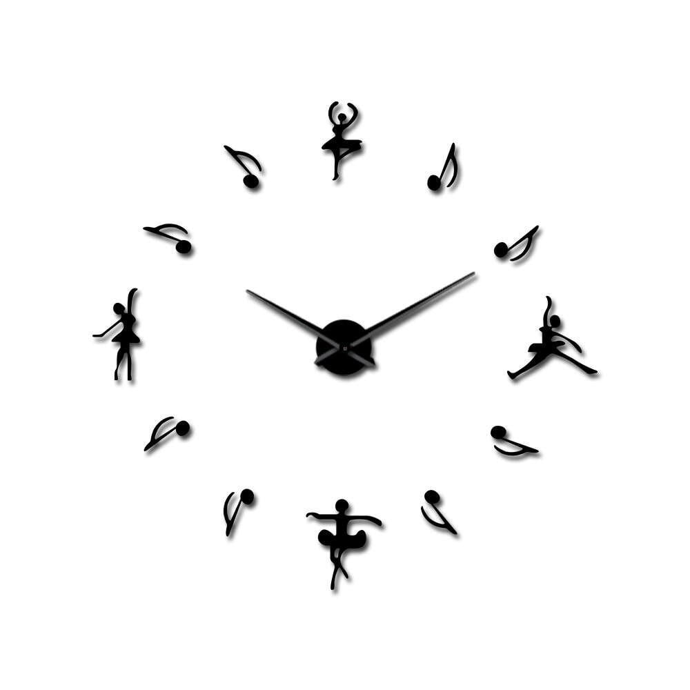Ballerinas DIY Big Wall Clock Modern Watch Giant Ballet Dance 3D Mirror ...