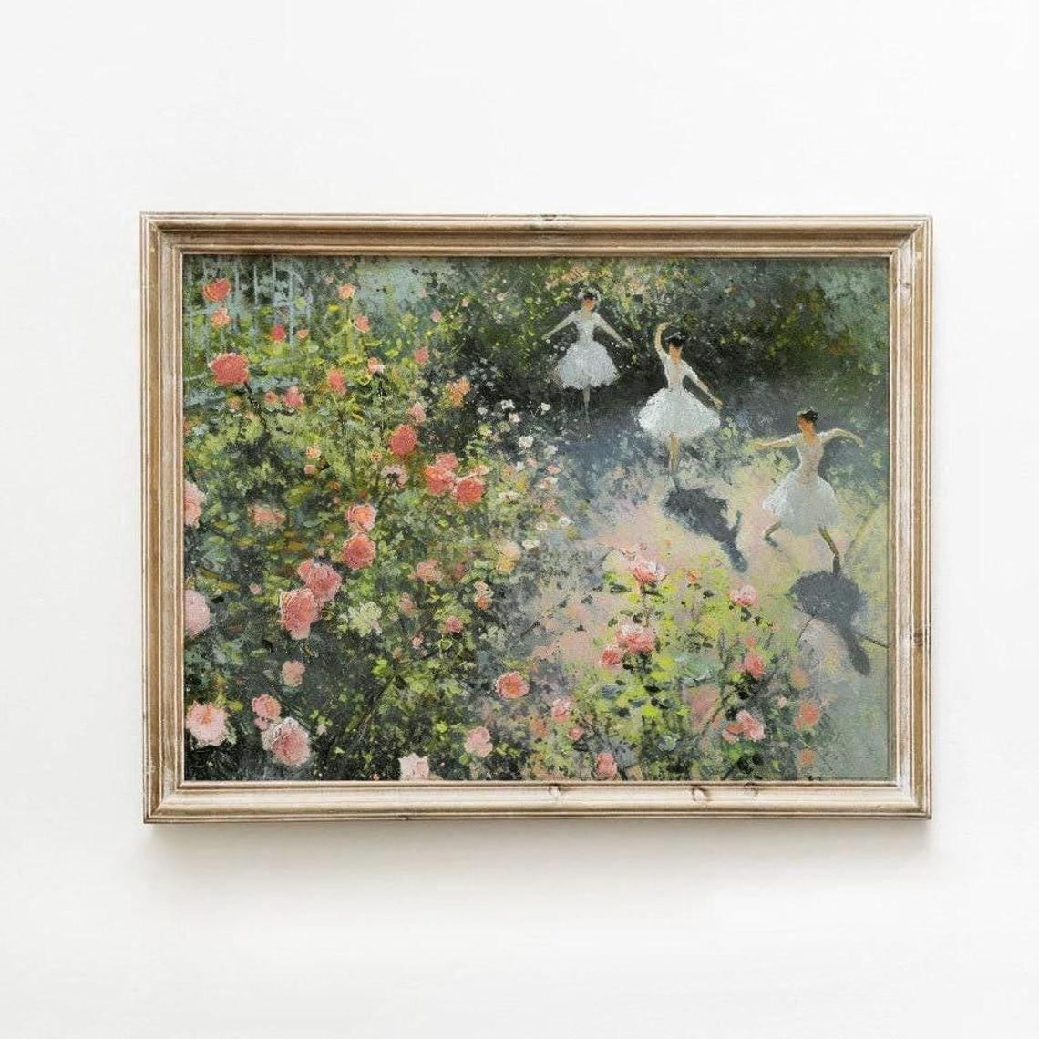 Ballerinas Dancing in Garden Elegant Vintage Coquette Ballet Wall Art ...