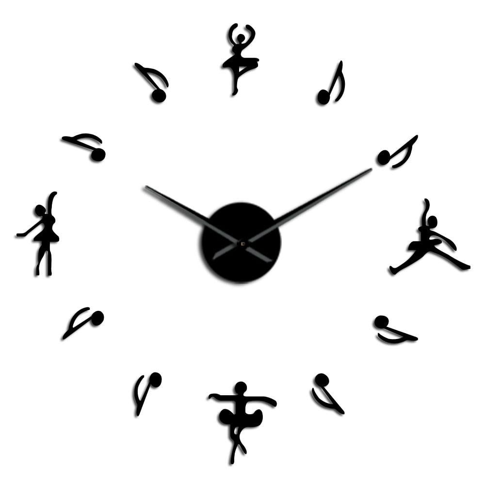 Ballerinas Design Ballet Dancers Music Notes Frameless Wall Clock ...