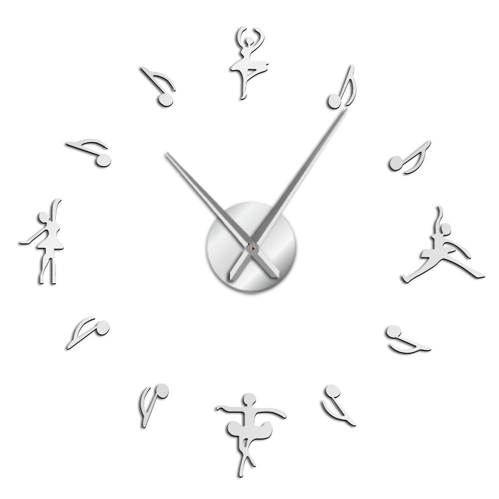 Ballerinas Design Ballet Dancers Music Notes Frameless Wall Clock ...