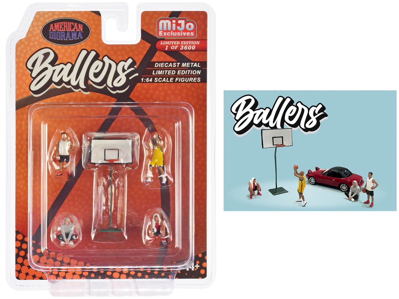 "Ballers" 5 piece Diecast Figure Set (4 Figures 1 Basketball Hoop ...
