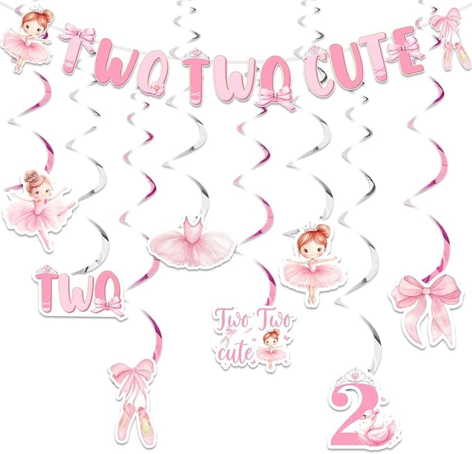 Ballet 2nd Birthday Decorations Two Two Cute Birthday Banner Ballerina ...