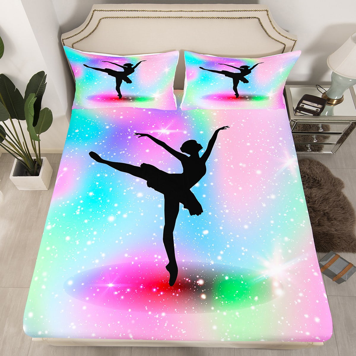 Ballet Bed Sheets For Girls, Dancing Ballerina Bedding Set Queen Size ...