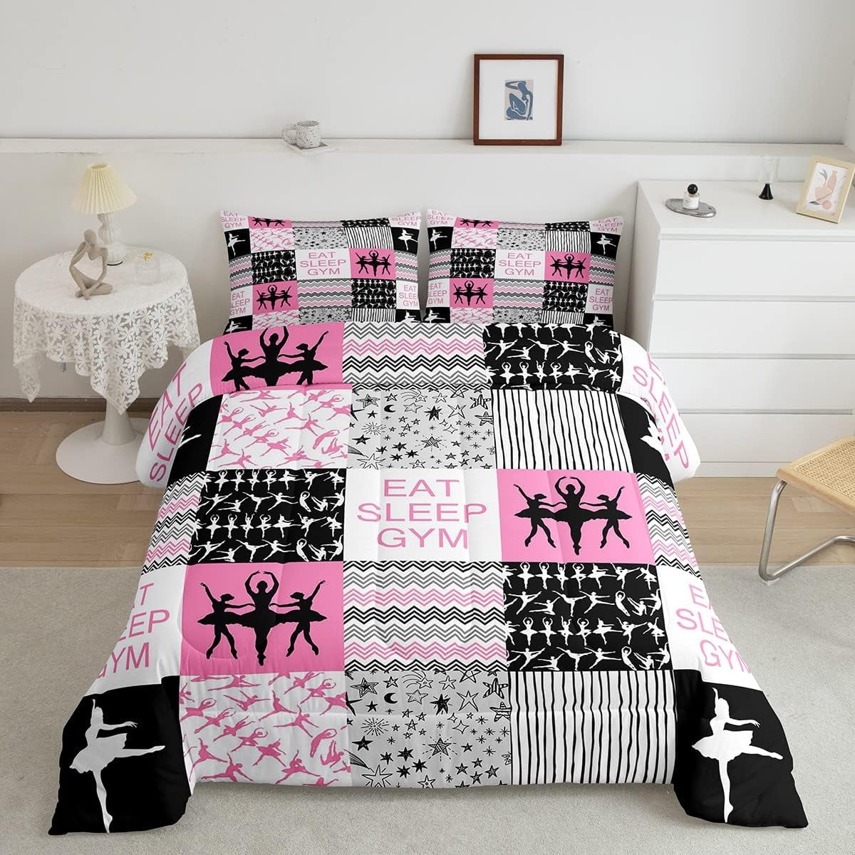 Ballet Bedding Set for Little Girls, Ballet Dancer Pattern Comforter ...
