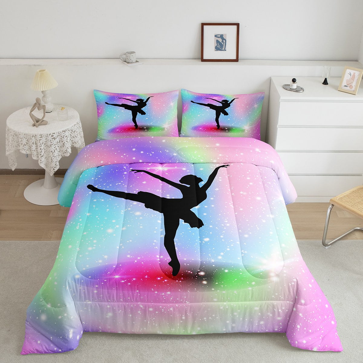 Ballet Bedding Sets For Girls, Dancing Ballerina Comforter Set Full ...