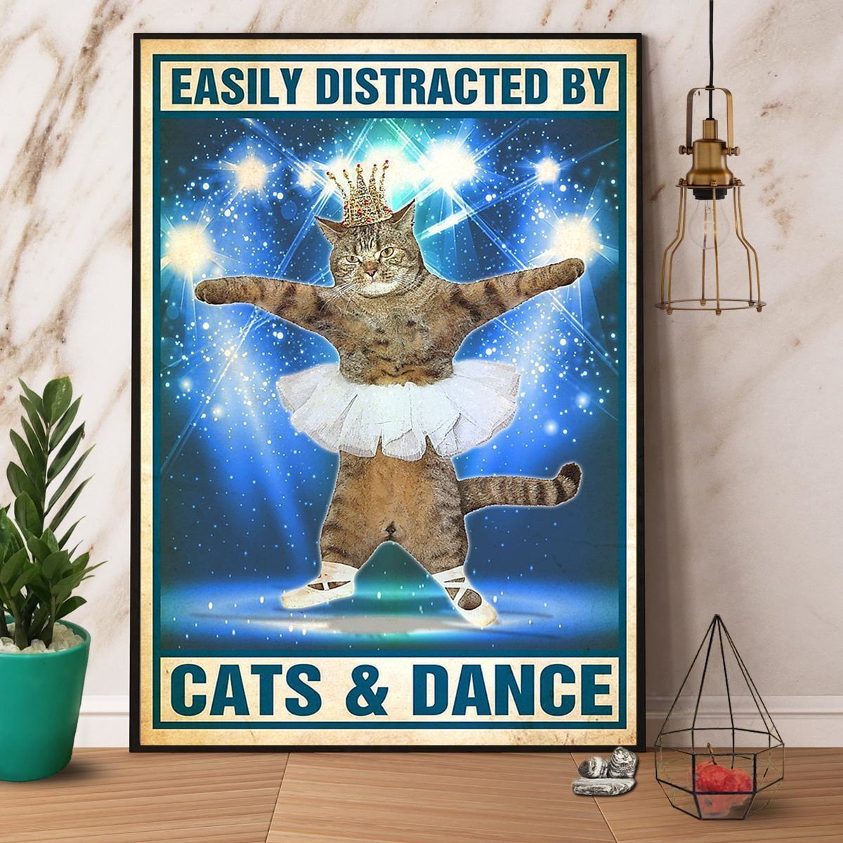 Ballet Cat Easily Distracted By Cats & Dance Satin Poster Wall Art ...