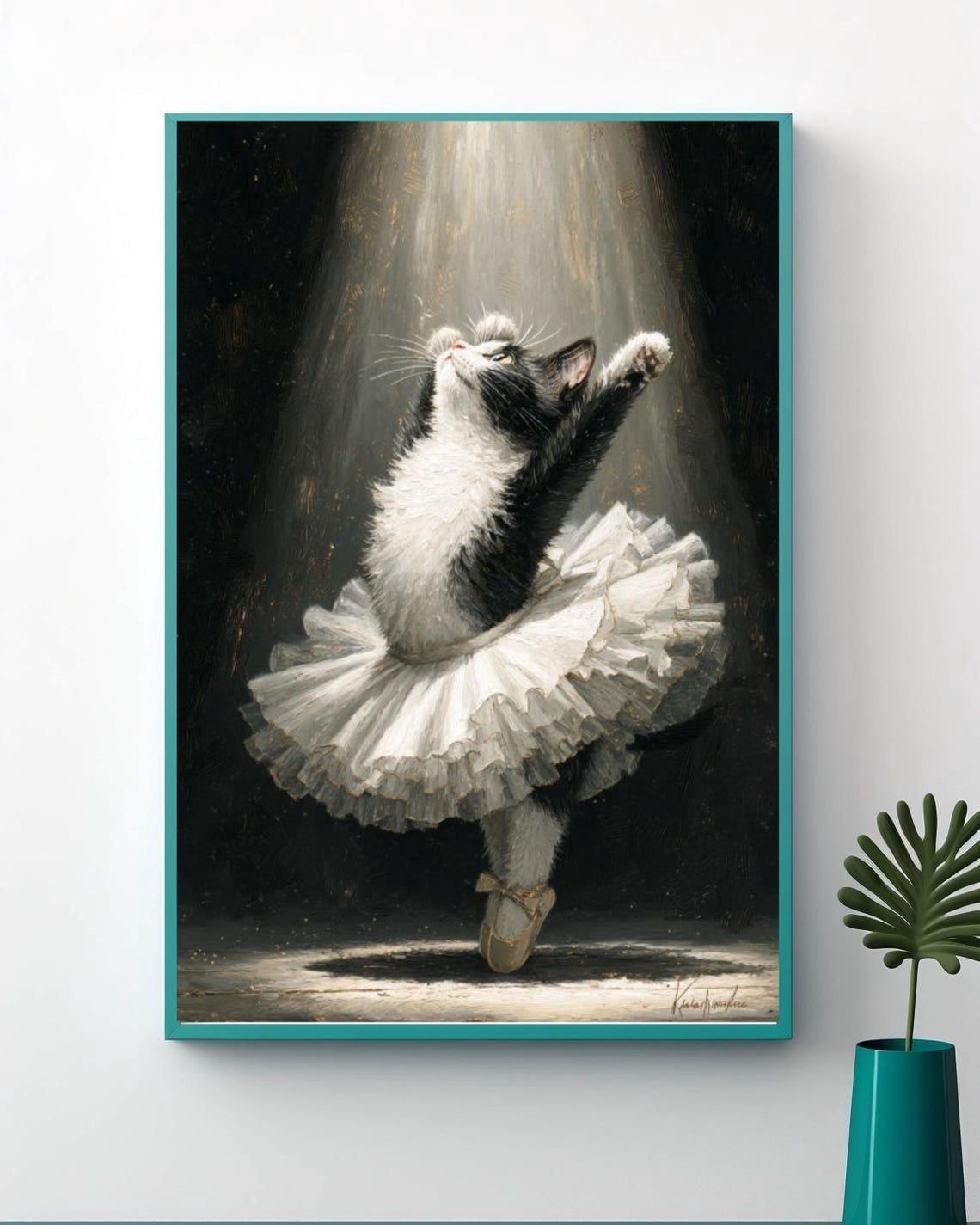 Ballet Cat Tuxedo Ballerina Wall Art, Poster Home Decor, Poster Only ...