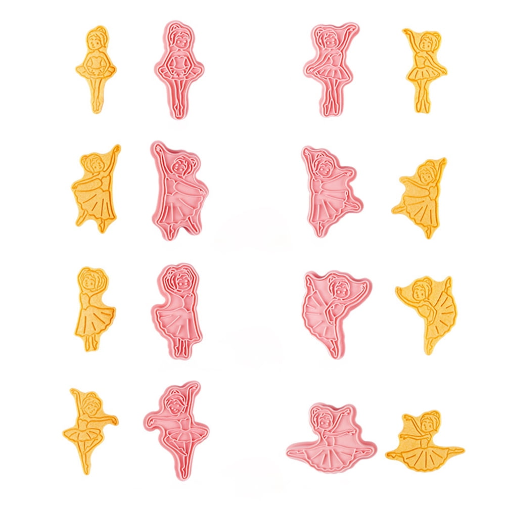 Ballet Cookie Cutters Mould 8Pcs Plastic Dance Cookie Stamps Moulds 3D ...