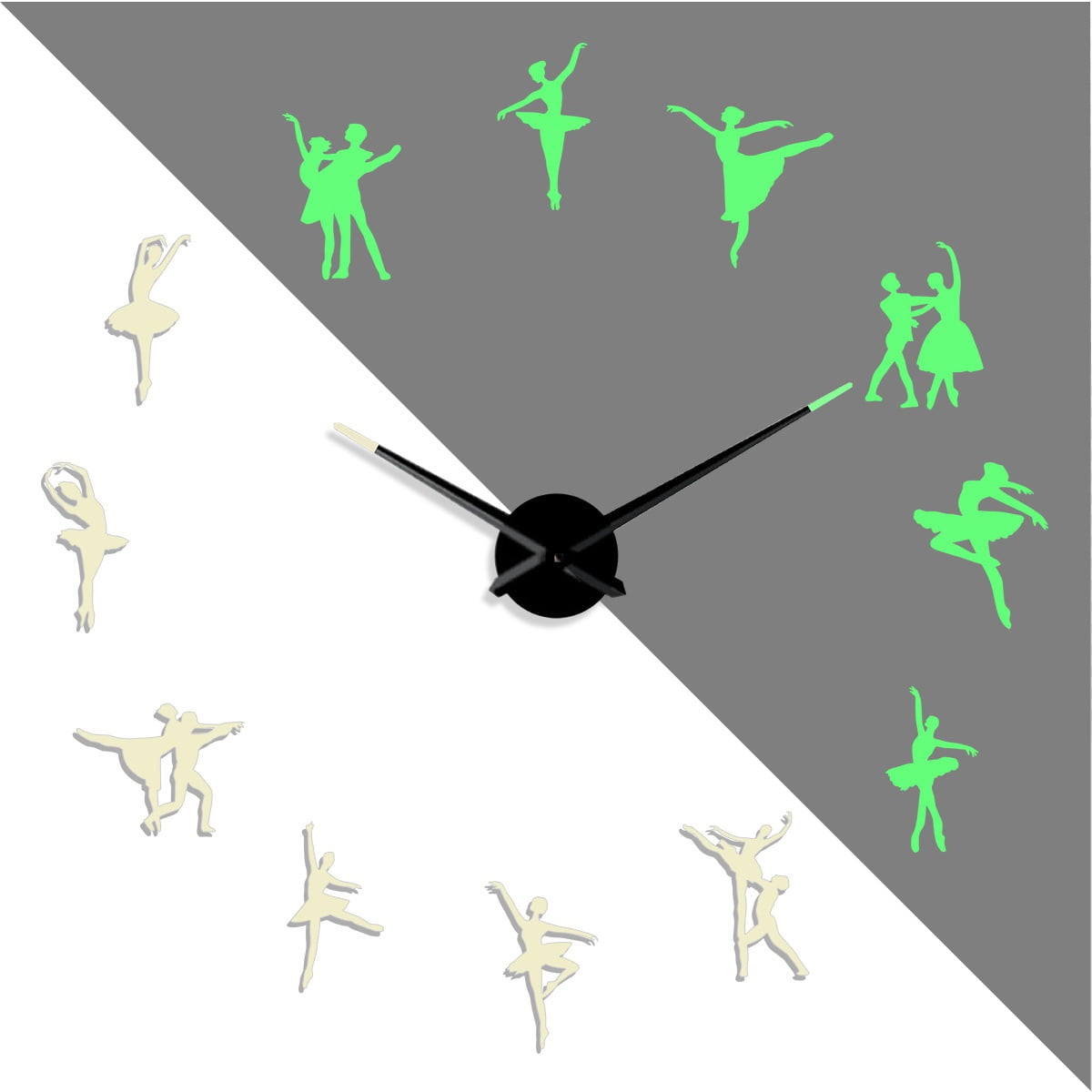 Ballet DIY Different Luminous Frameless Wall Clock Dance room Decor ...