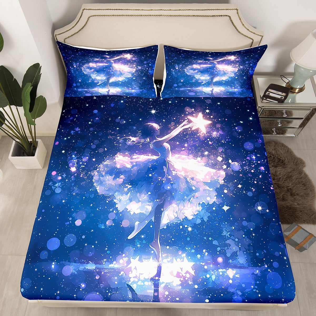 Ballet Dacing Princess Bed Cover(1 Fitted Sheet+1 Pillow Case ...