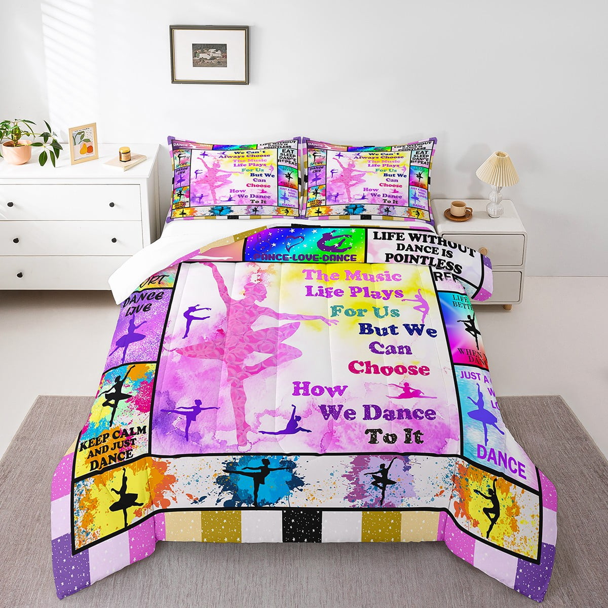 Ballet Dance Comforter Set King Size, Ballet Princess Dancer Bedding ...