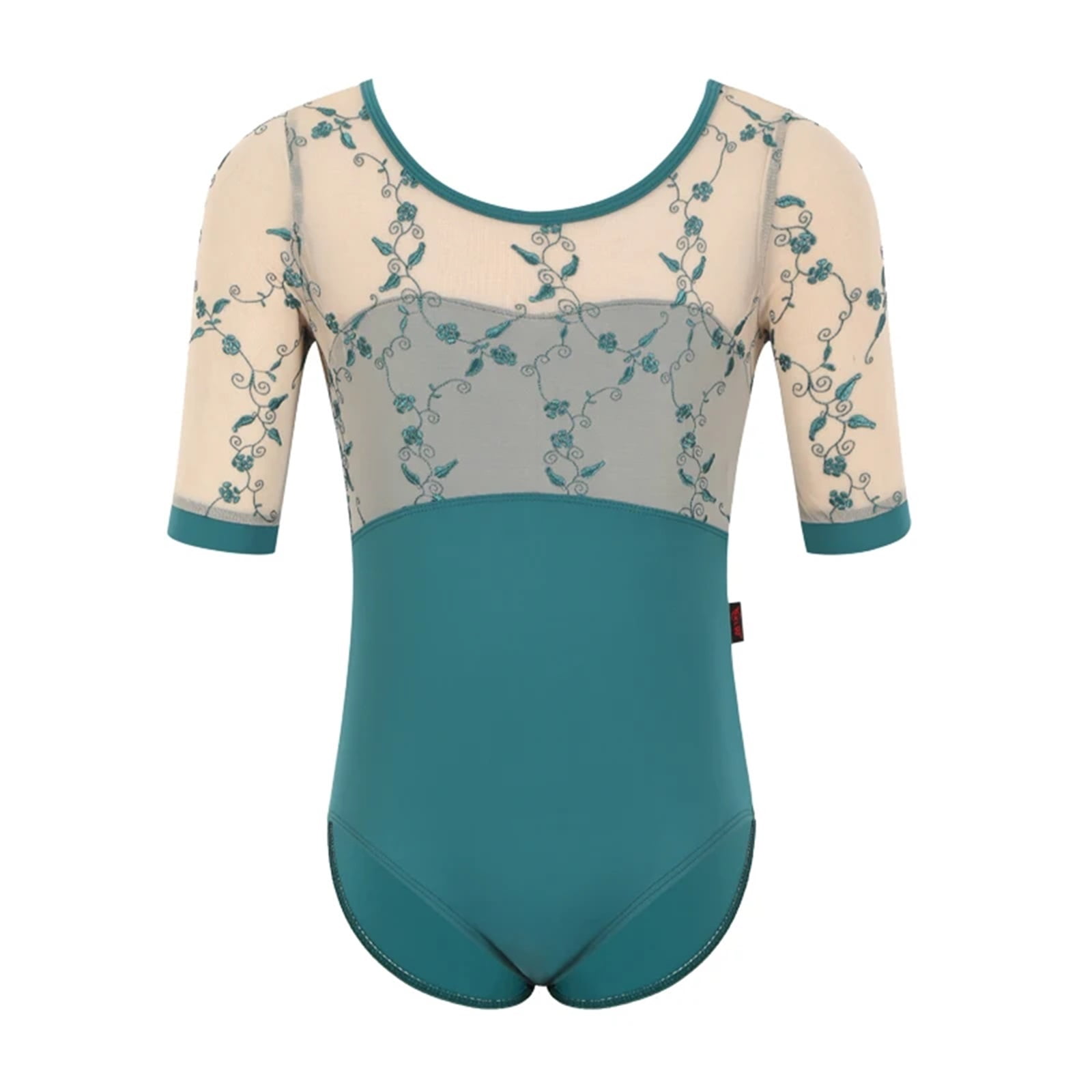 Ballet Dance Leotards for Women Boat Collar Lace Splice Dance Clothes Floral Embroidery Long ...