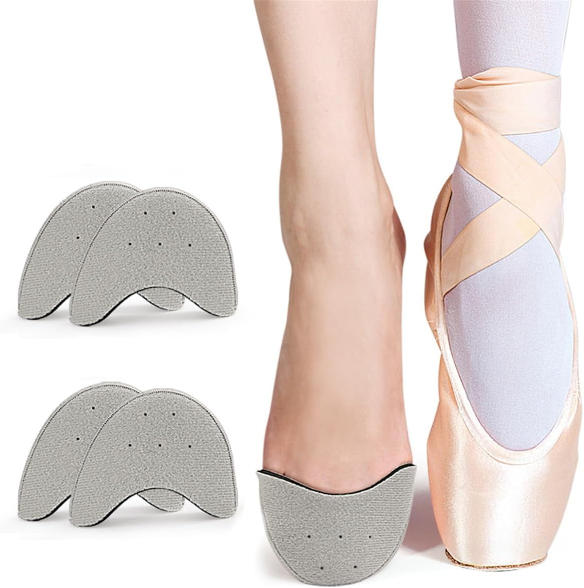 Ballet Dance Pointe Shoe Pads, Knitted Fabric Soft Toe Cap Cover Toe ...