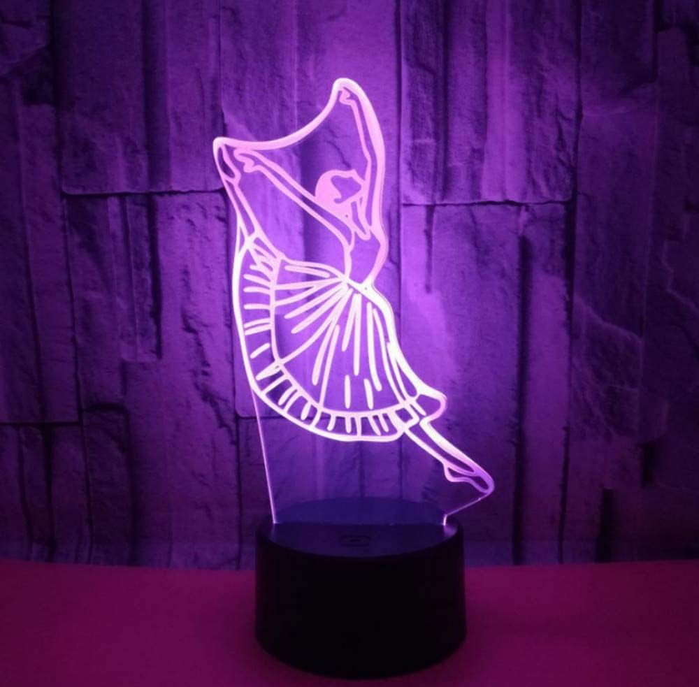 Ballet Dance Toys 3D Illusion Night Light Lamp, Creative RGB Led ...