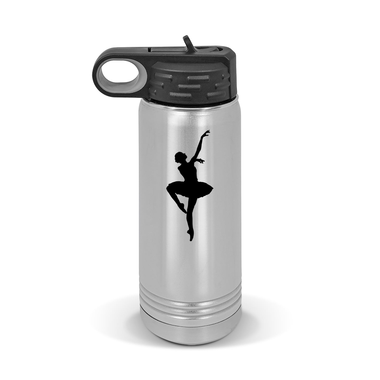 Ballet Dancer Ballerina Water Bottle 20 oz - Laser Engraved w/ Flip Top ...