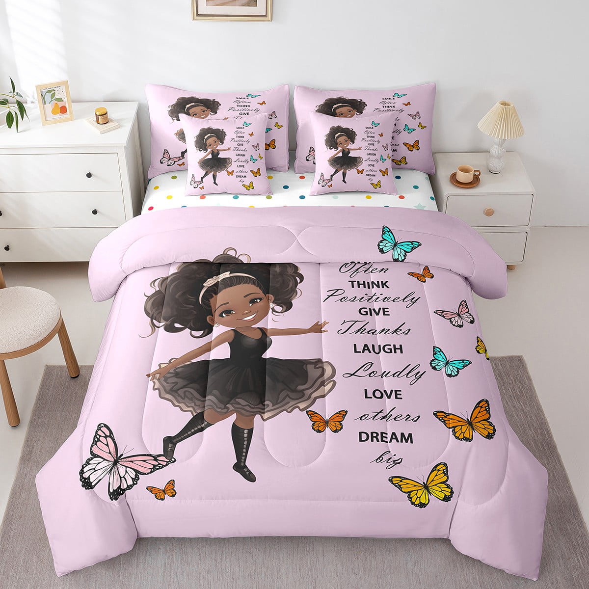 Ballet Dancer Bed in a Bag Queen Comforter Set 7 Piece,African Afro ...