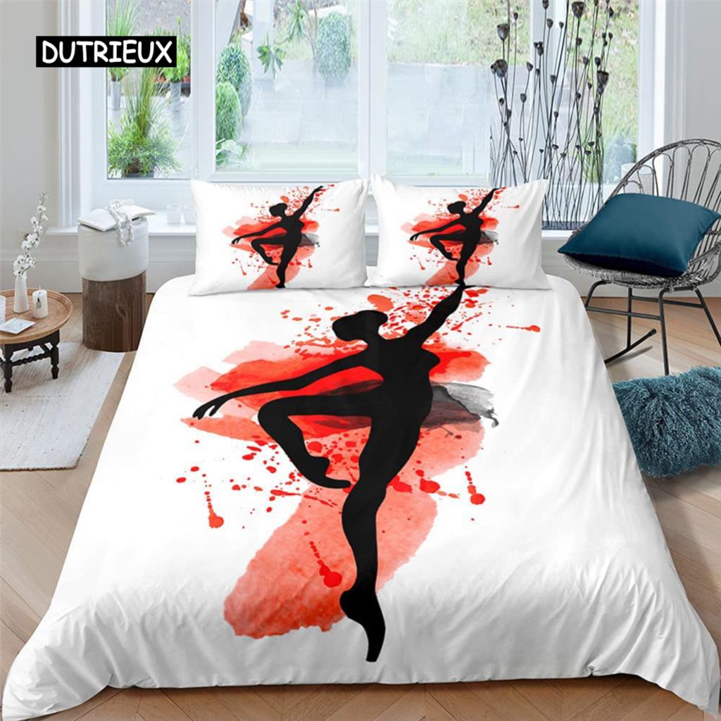 Ballet Dancer Duvet Cover Set Cartoon Dancer Girly Bedding Set Beauty ...