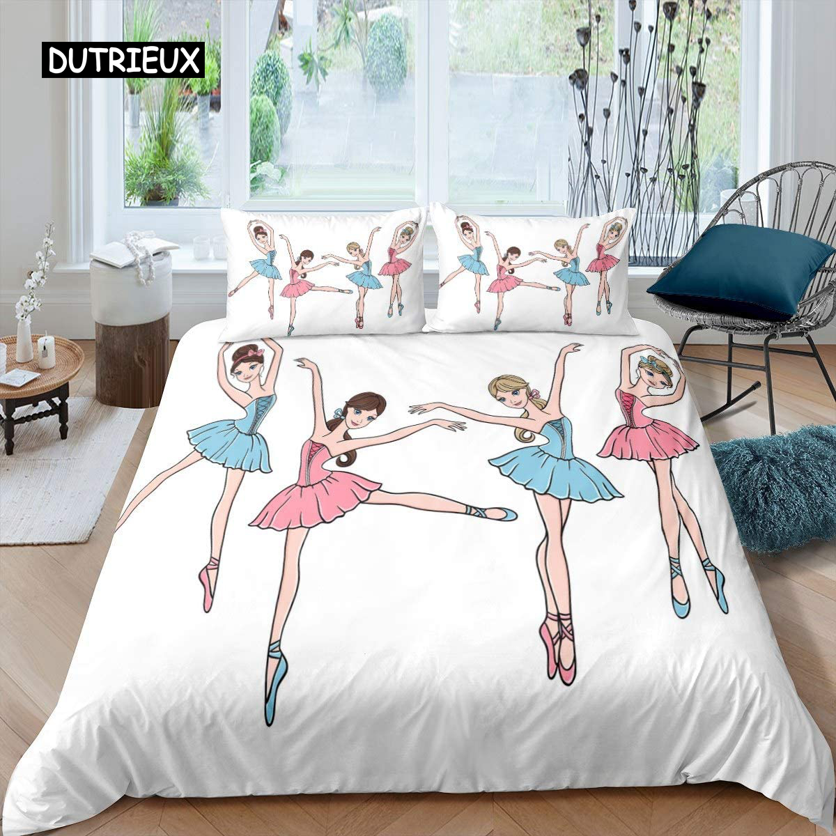 Ballet Dancer Duvet Cover Set Cartoon Dancer Girly Bedding Set Beauty ...