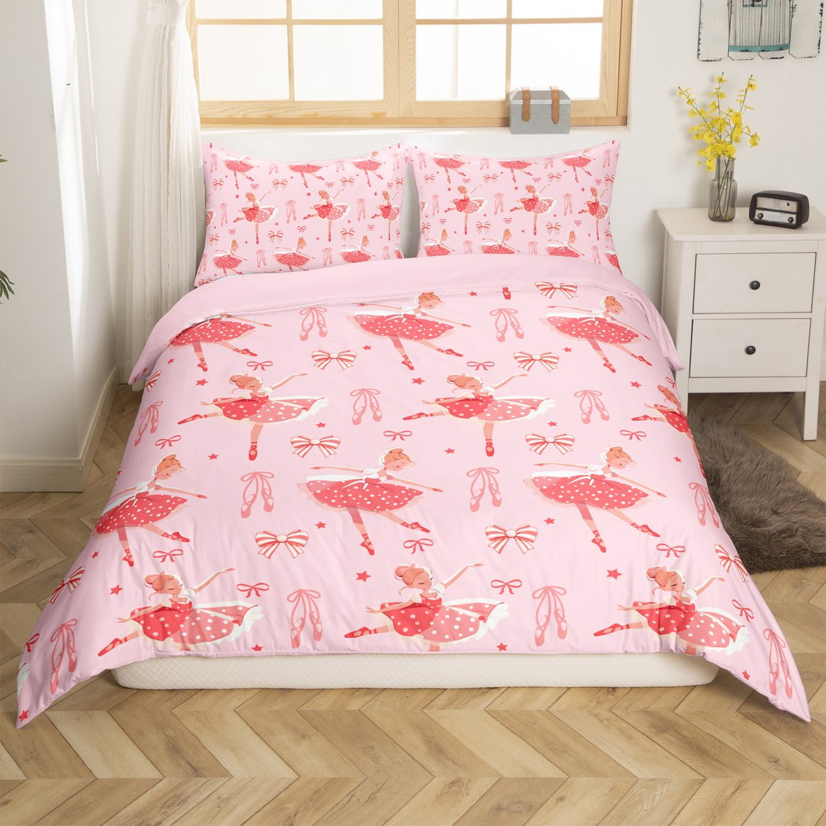 Ballet Dancer Duvet Cover Set King Size,Bowknot Star Ballet Shoe ...