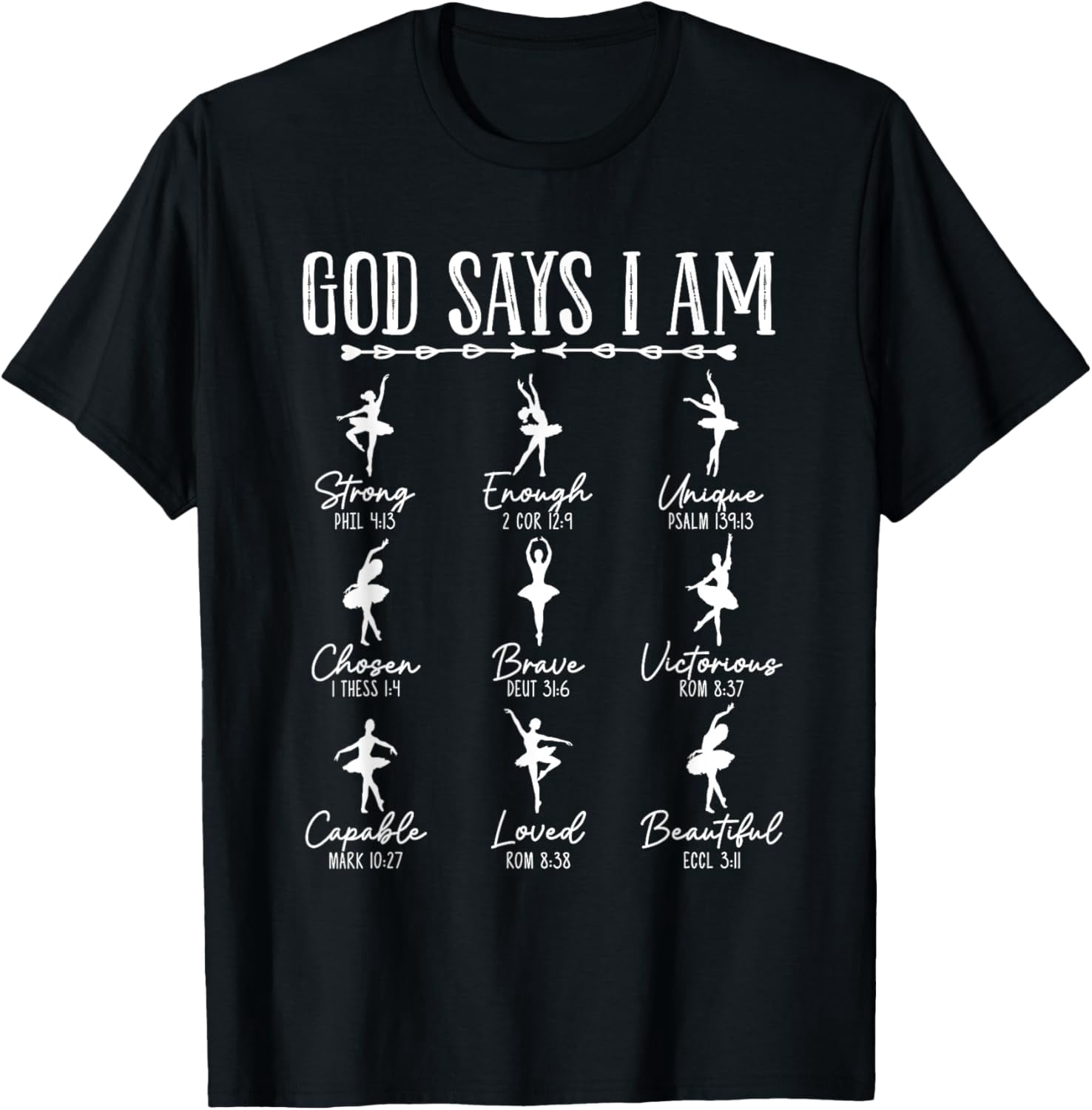 Ballet Dancer God Says I Am Bible Verse Religious Christian T-Shirt ...