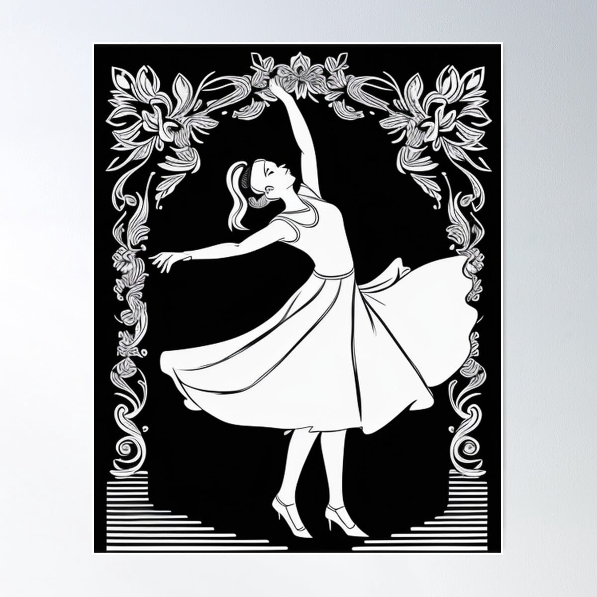 Ballet Dancer In Floral Arch Poster Wall Art Modern Wall Decor Wall Art ...