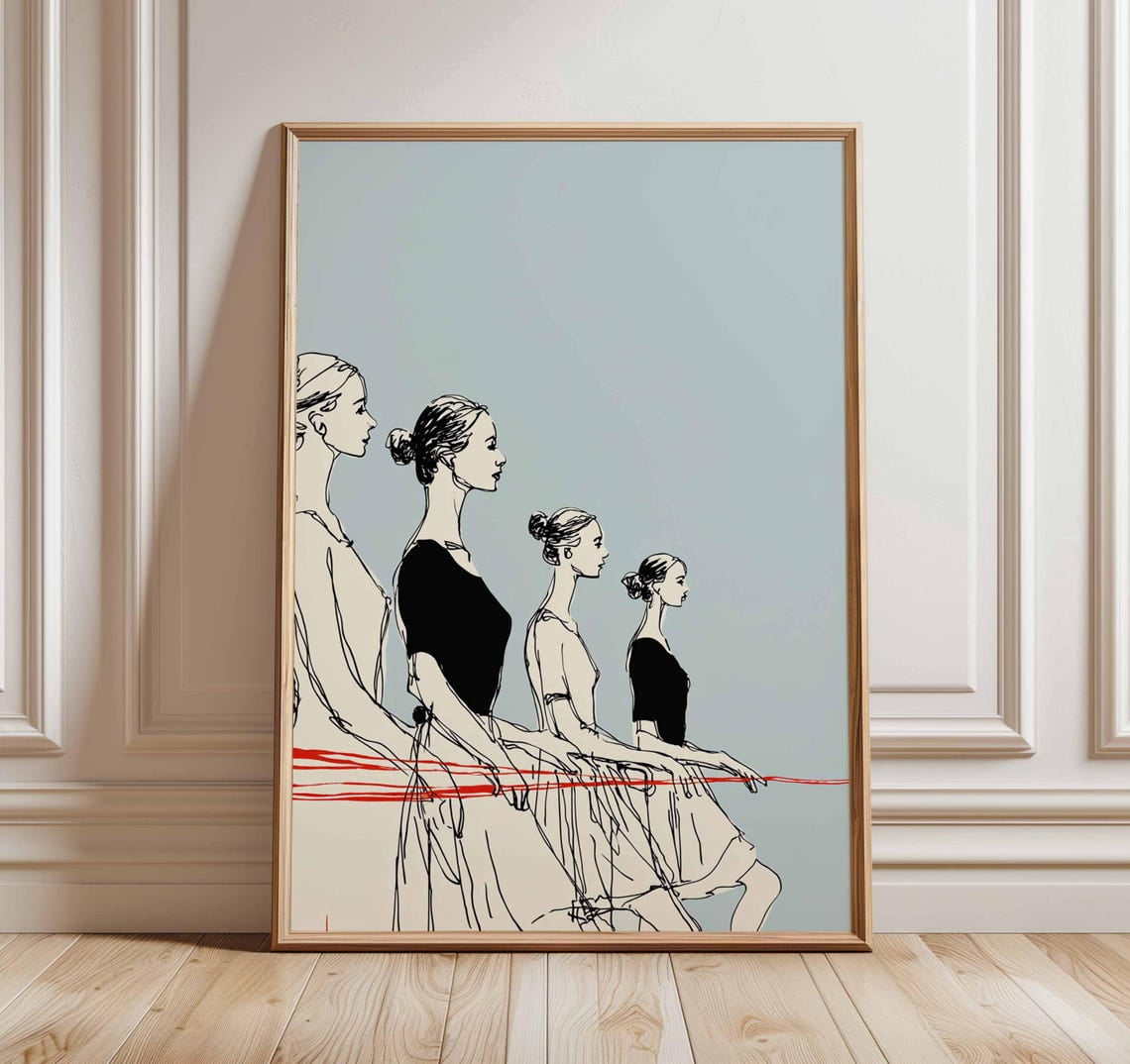 Ballet Dancer Minimalist Line Drawing Elegant Ballerina Modern Dance ...