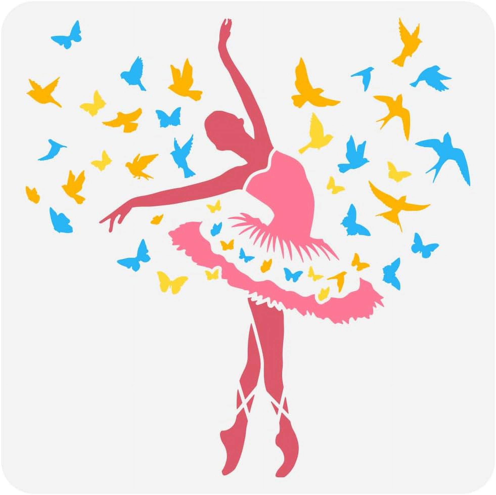 Ballet Dancer Painting Stencil 11.8x11.8 inch Reusable Ballet ...