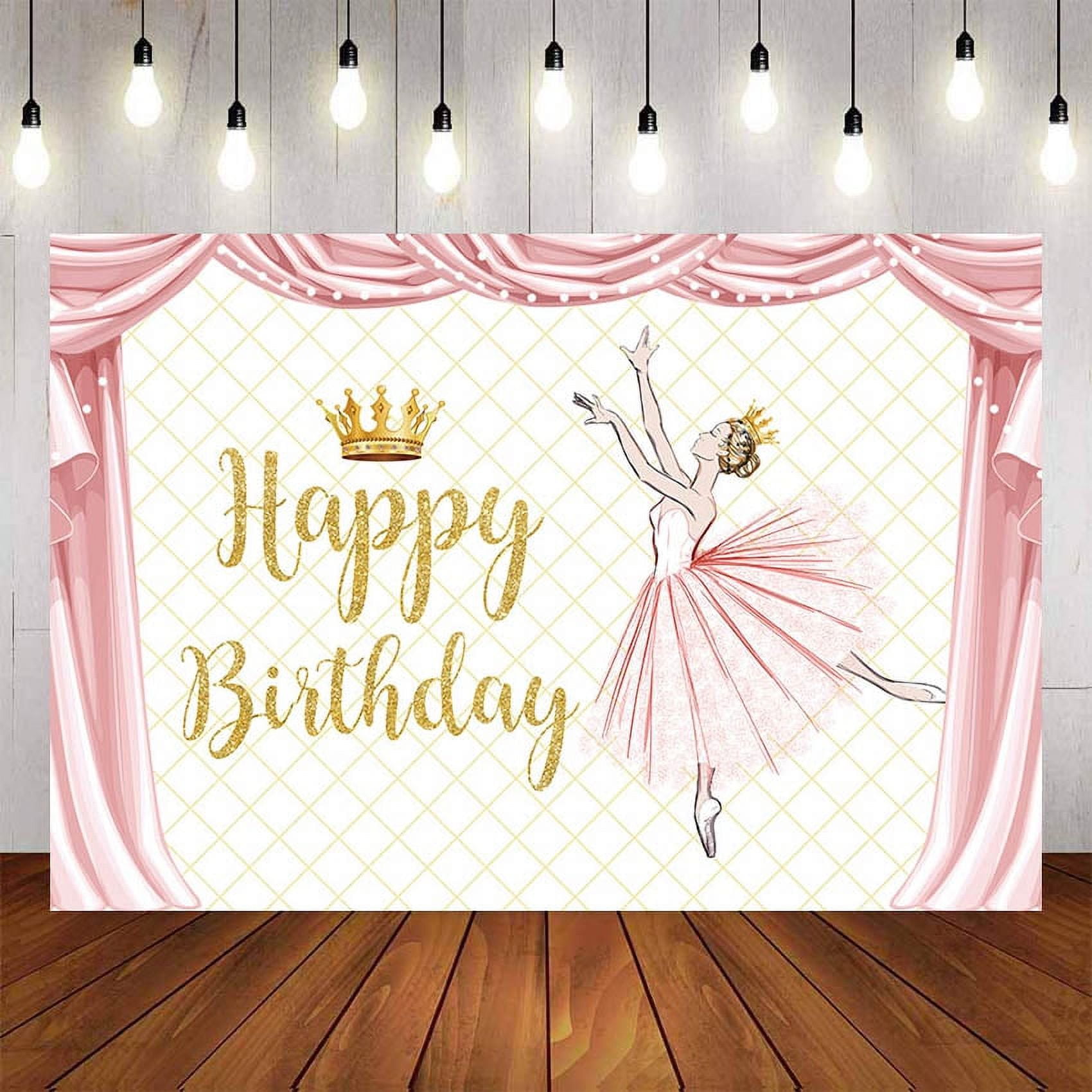 Ballet Dancer Princess Pink Curtain Girl Children Birthday Party ...