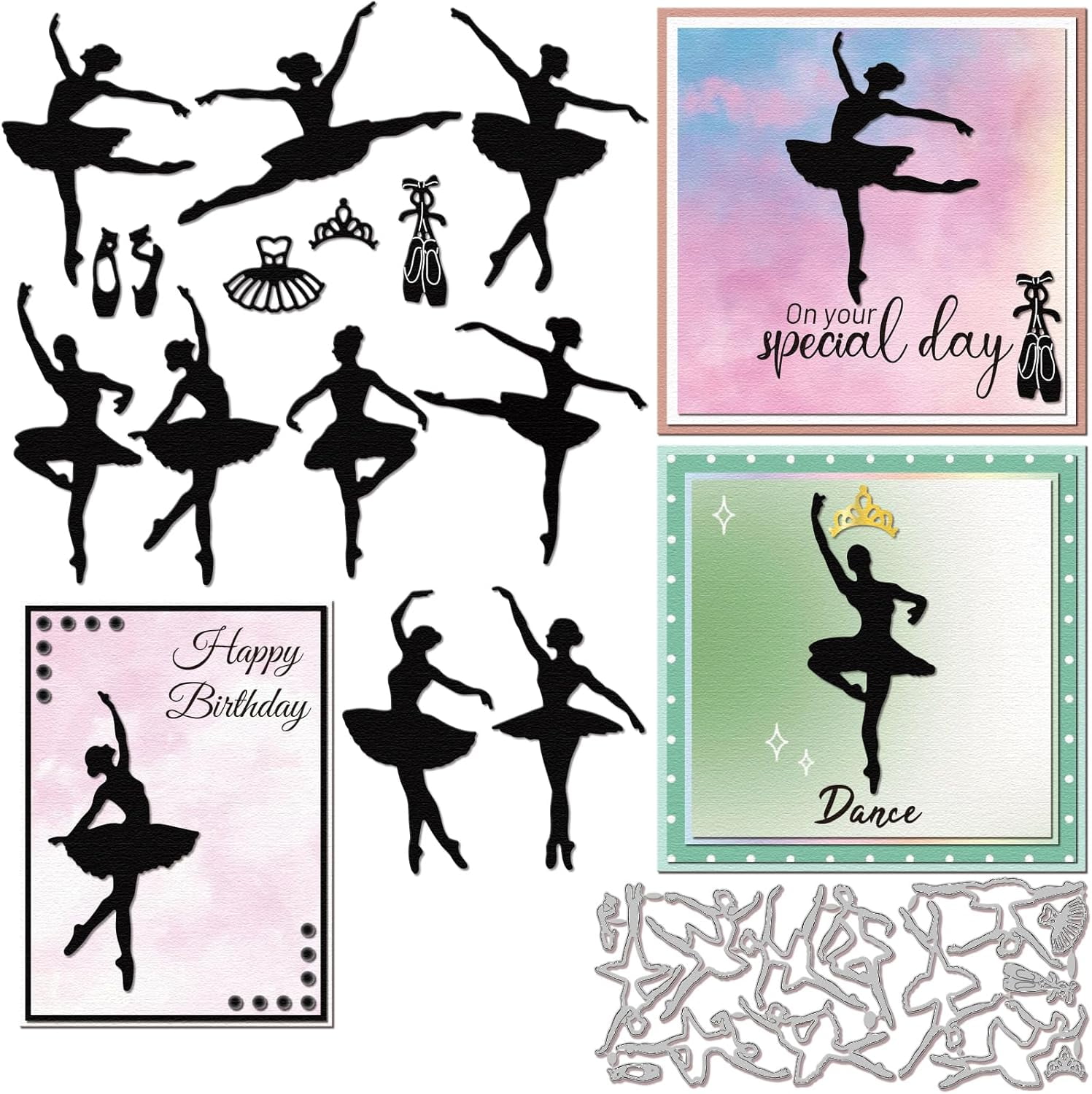 Ballet Dancer Silhouette Cutting Dies DIY for Card Making Ballet Shoes ...