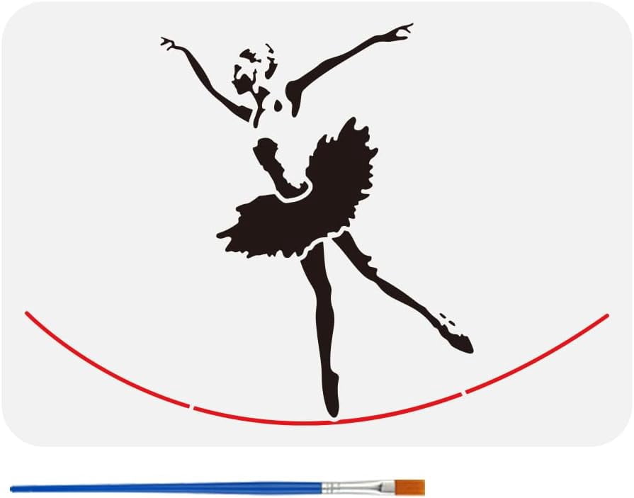 Ballet Dancer Stencil with Brush 8.3x11.7inch Decorative Dancing ...