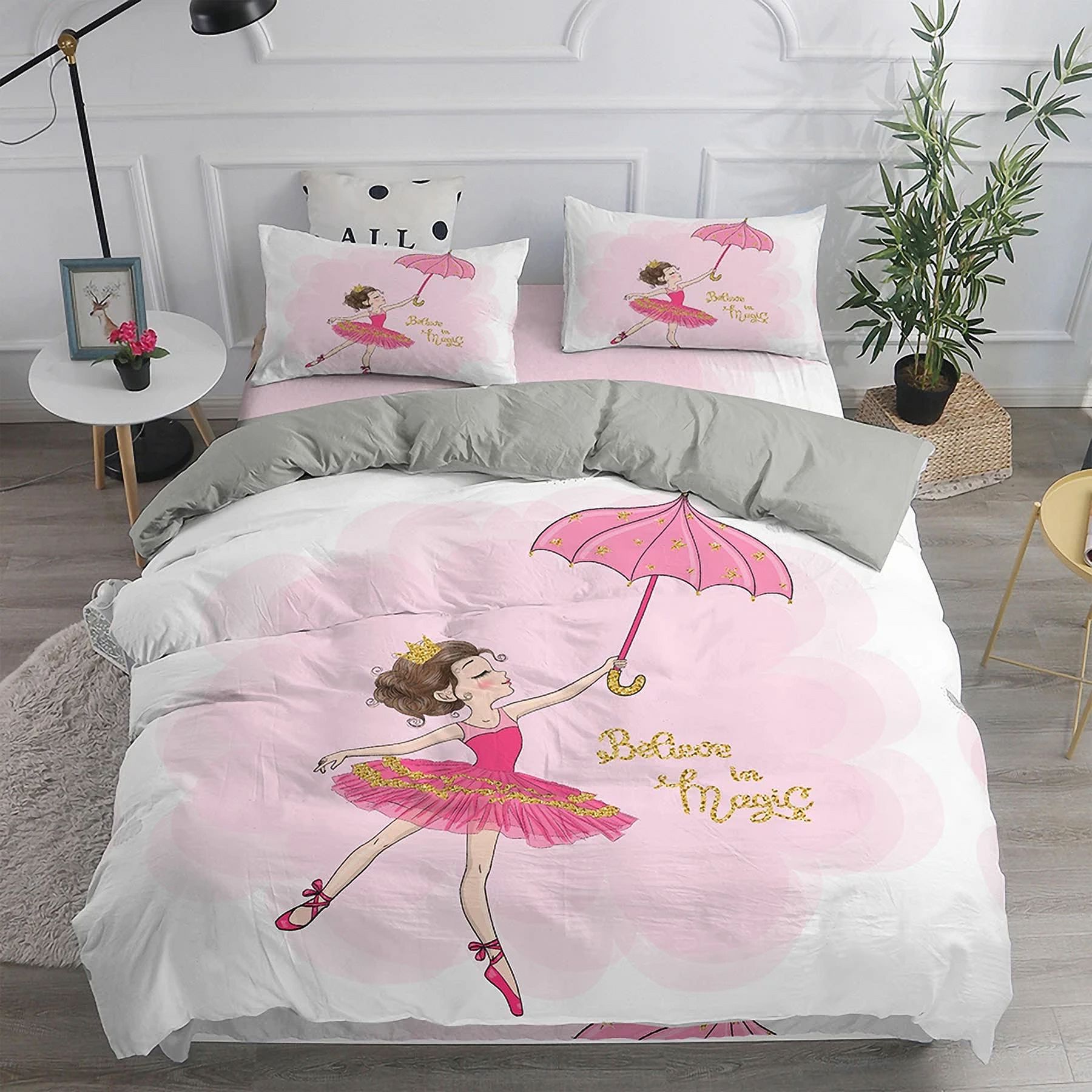 Ballet Dancing Duvet Cover Lovely Little Ballerinas Girl Bedding Set ...