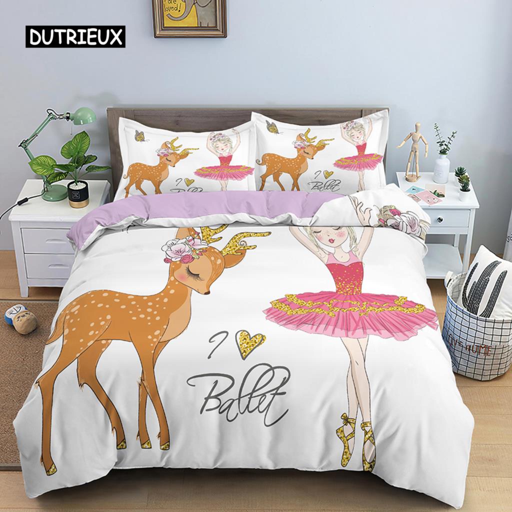 Ballet Dancing Girls Duvet Cover Lovely Little Ballerinas Girl Bedding ...