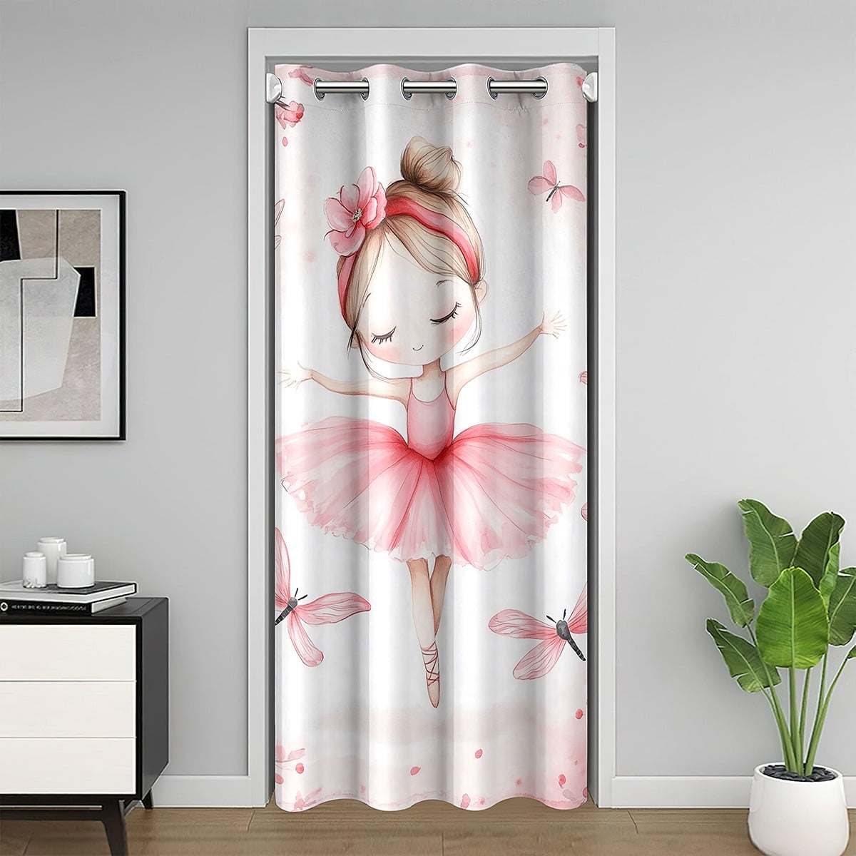 Ballet Door Curtain Watercolor Dragonfly Doorway Curtain 34" W x 80" L ...
