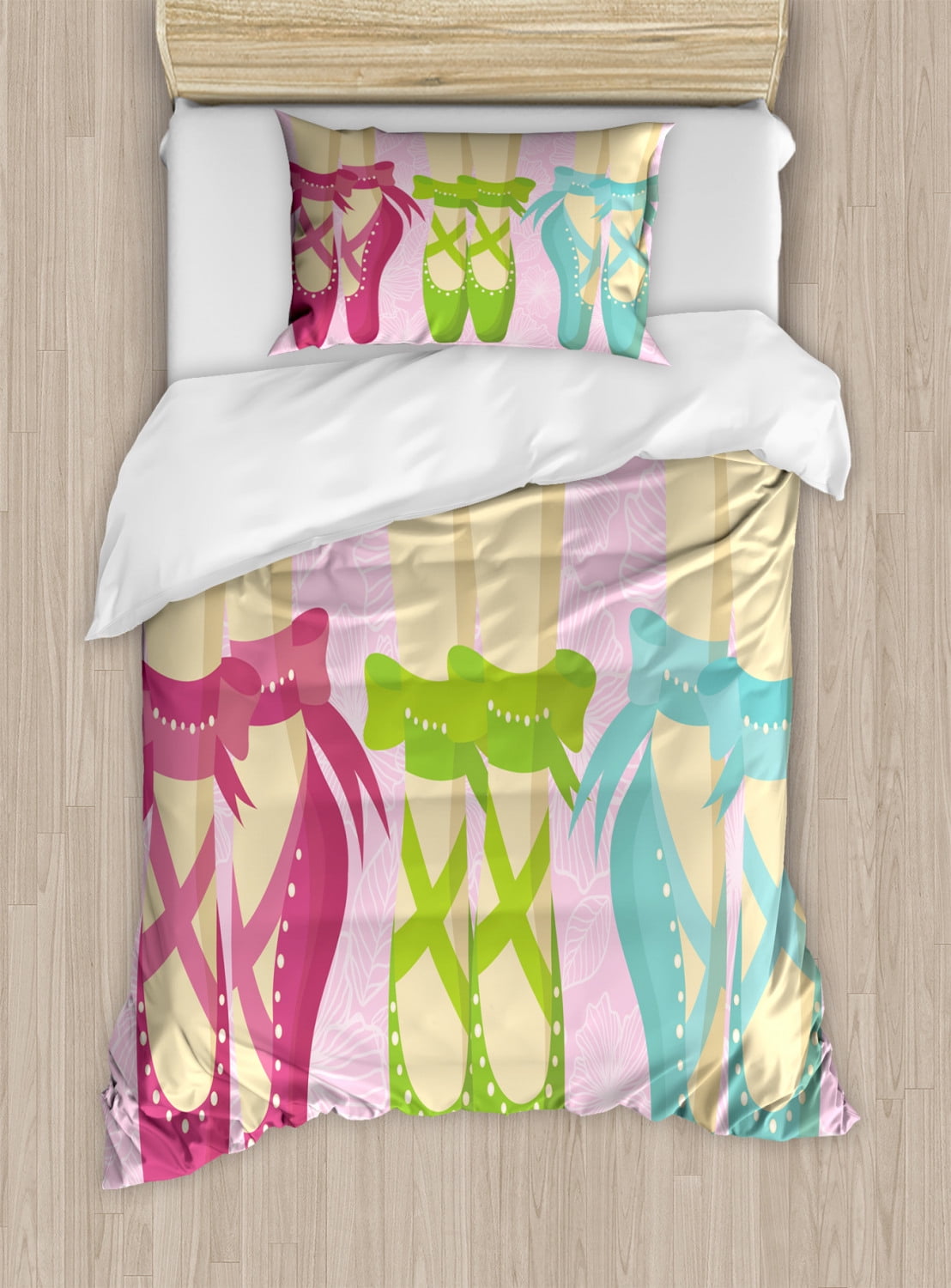 Ballet Duvet Cover Set Twin Size, Pointe Shoes Ballerina Woman Feet ...