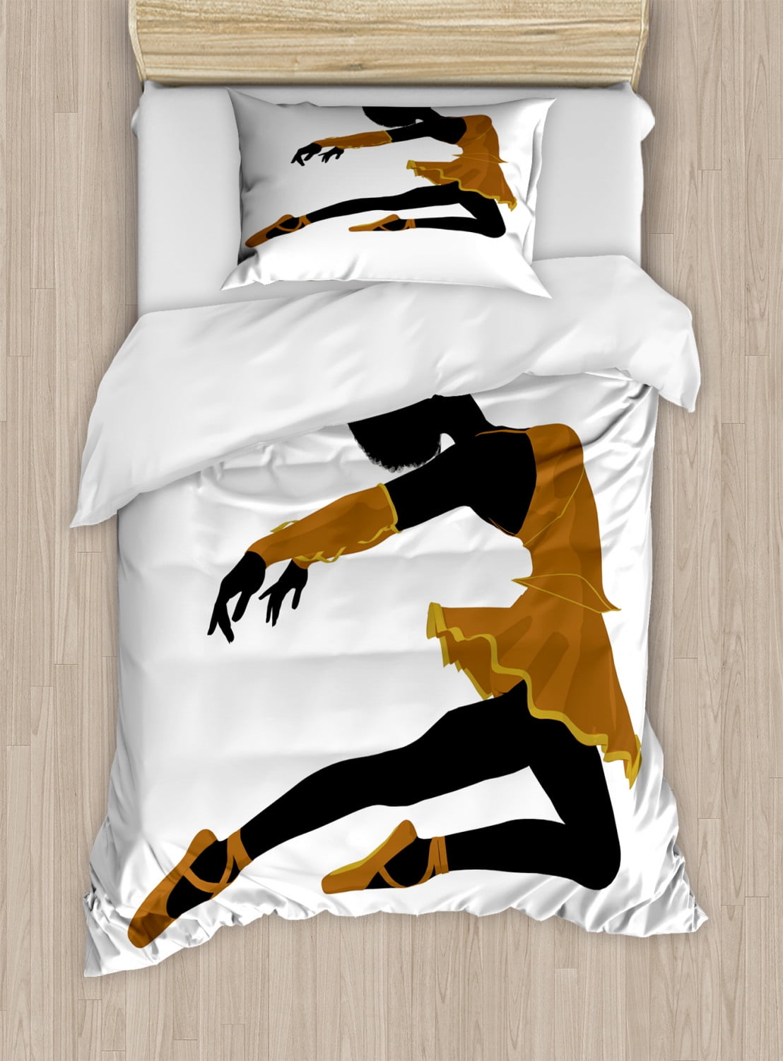 Ballet Duvet Cover Set Twin Size, Posing Ballerina Girl Silhouette with ...