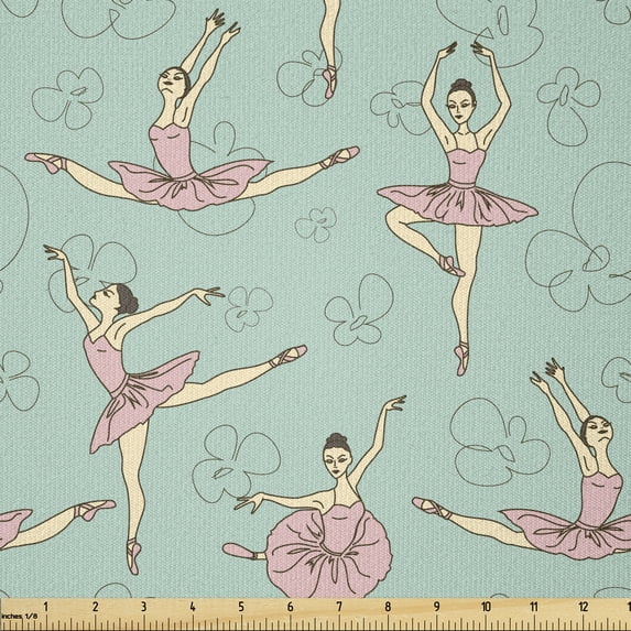 Ballet Fabric by The Yard, Ballerinas Dancing in Various Poses Fine ...