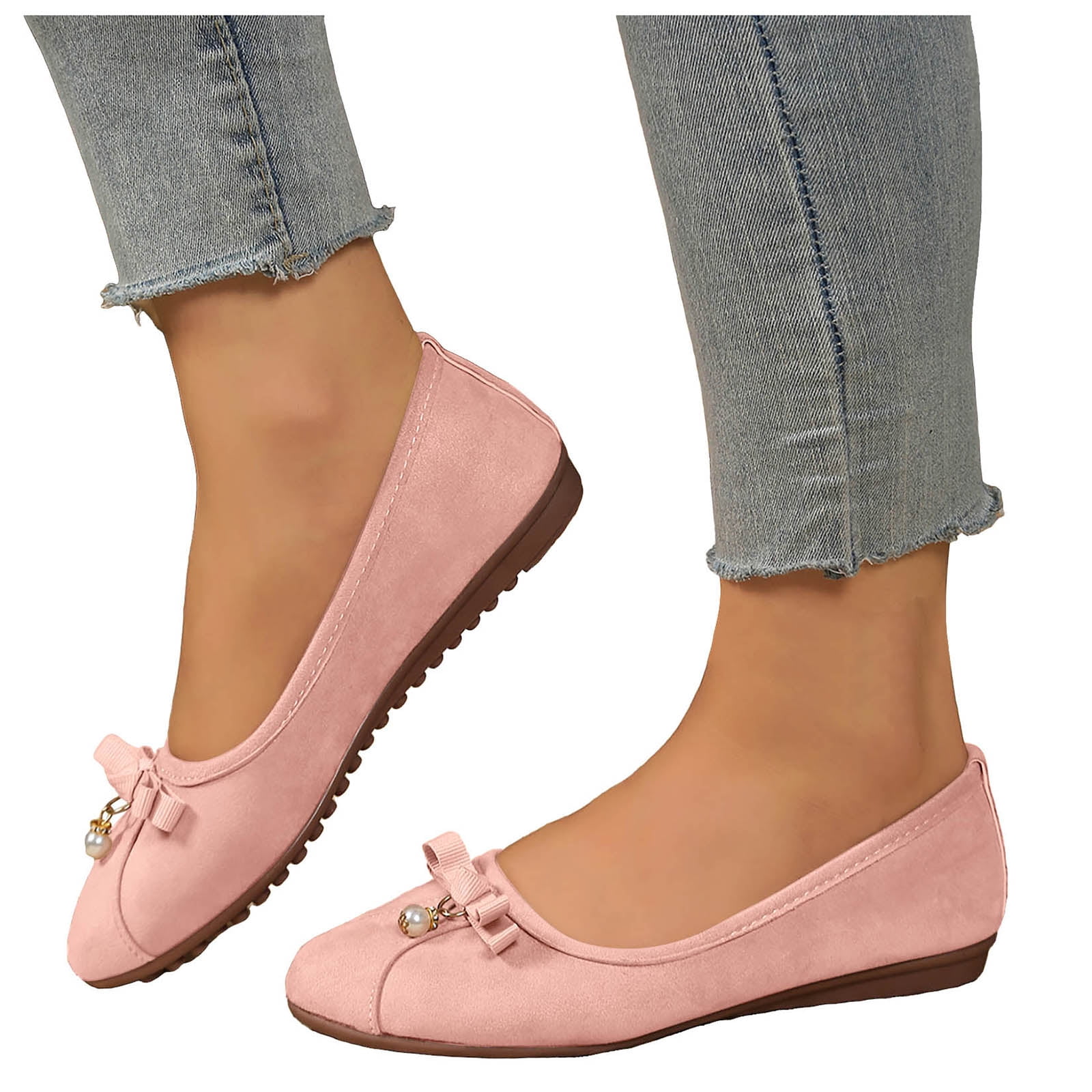 Ballet Flats Dress Shoes for Women 2025 Comfort Suede Ballerina Wedge ...