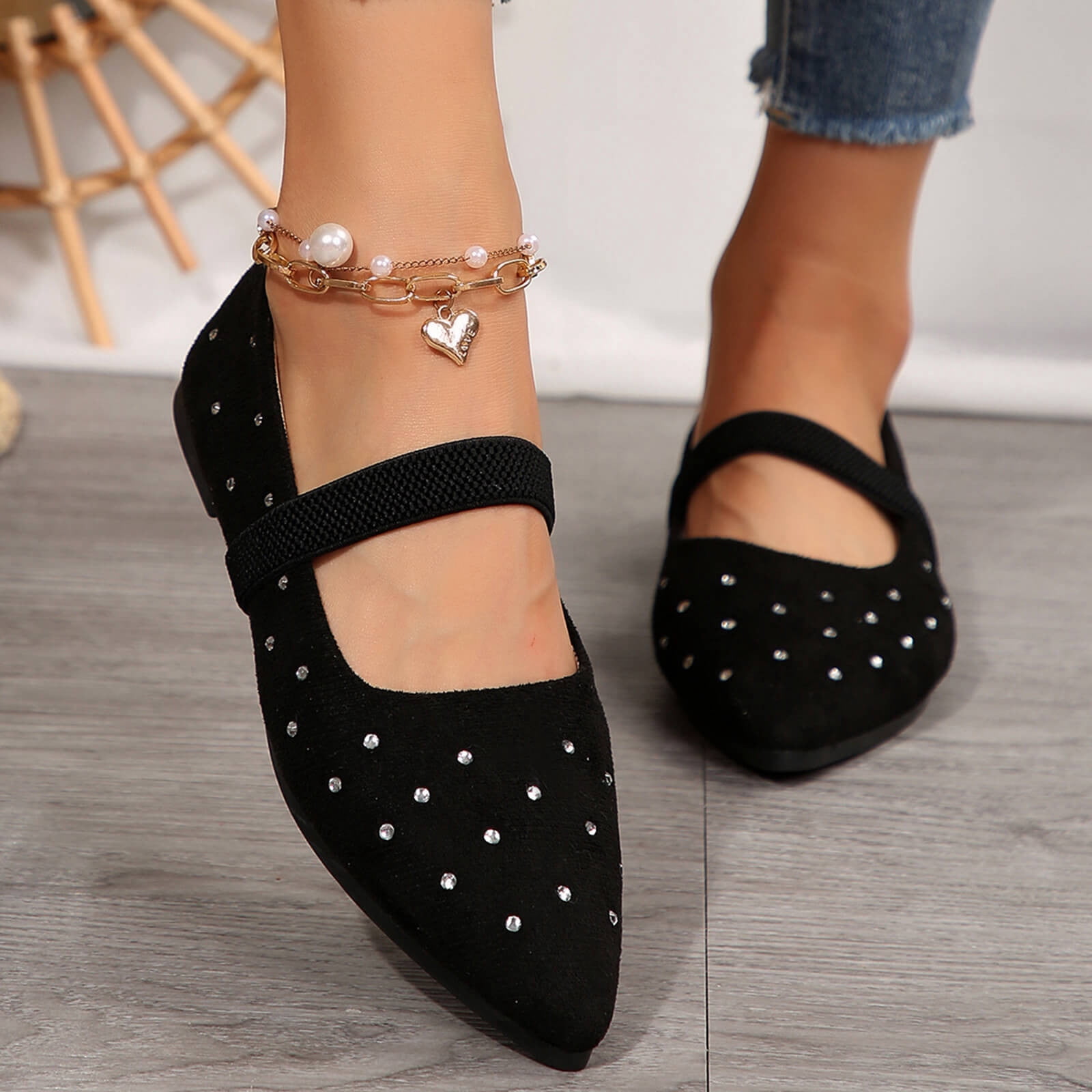 Ballet Flats Shoes for Women Spring Summer 2026 Solid Color Studded ...