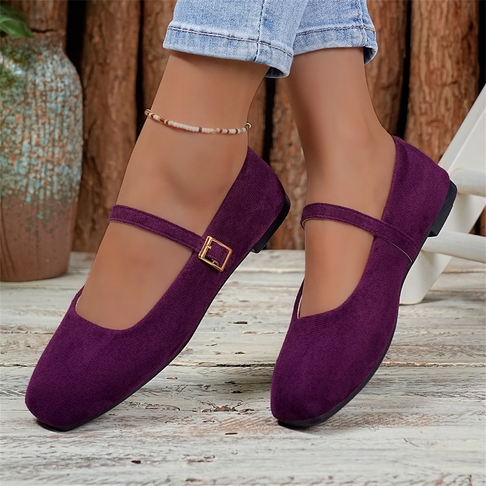 Ballet Flats for Women Slip On Square Toe Formal Wedding Flats Shoes ...